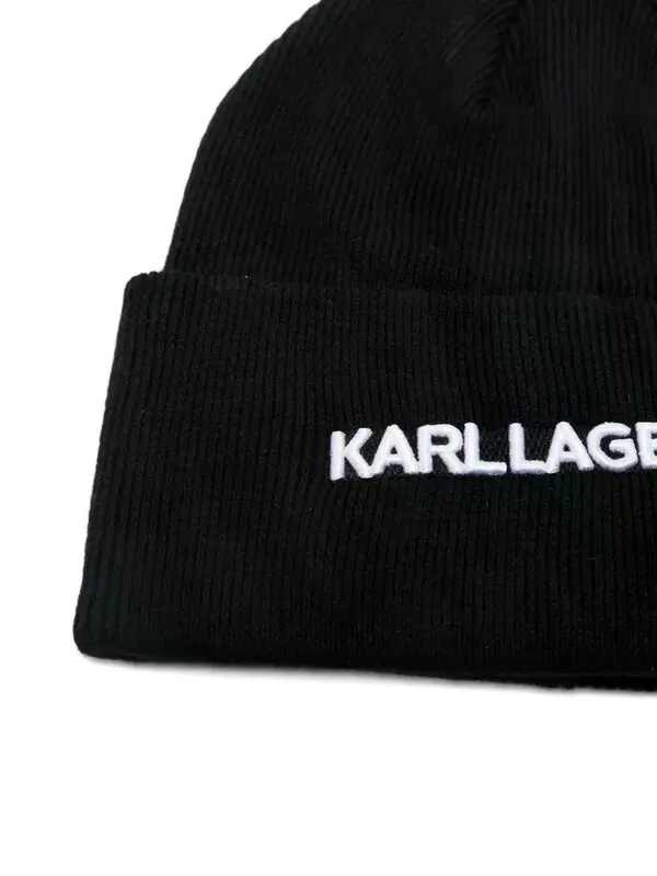 Karl Lagerfeld Logo-embroidered Beanie - Black