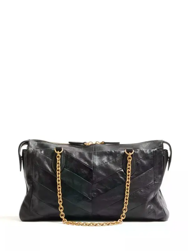 Valentino Garavani Panthea Shoulder Bag In Nappa Leather With Chevron Pattern - Black