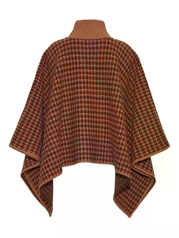Cara Cara Pagoda High-neck Houndstooth Cape