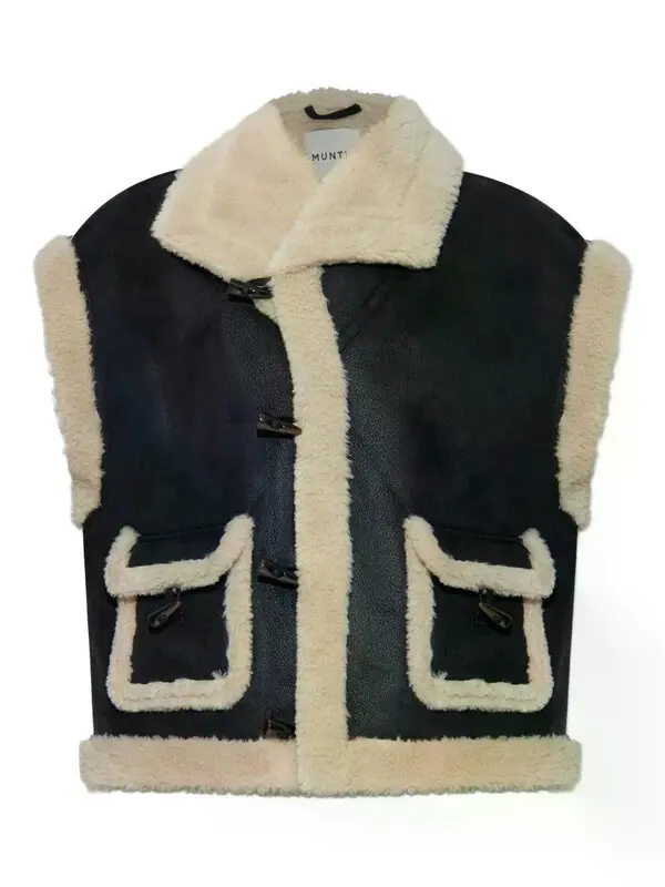 Munthe Shearling Vest With Toggle Fastening - Black