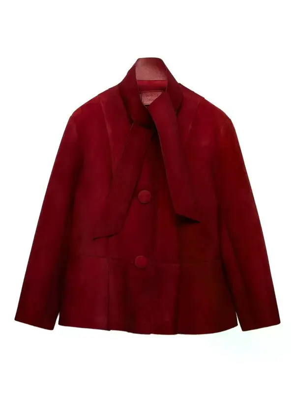 Prada Buttoned Scarf Bonded Jacket - Red