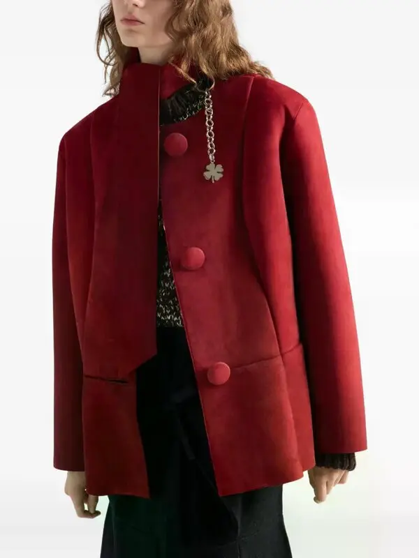 Prada Buttoned Scarf Bonded Jacket - Red