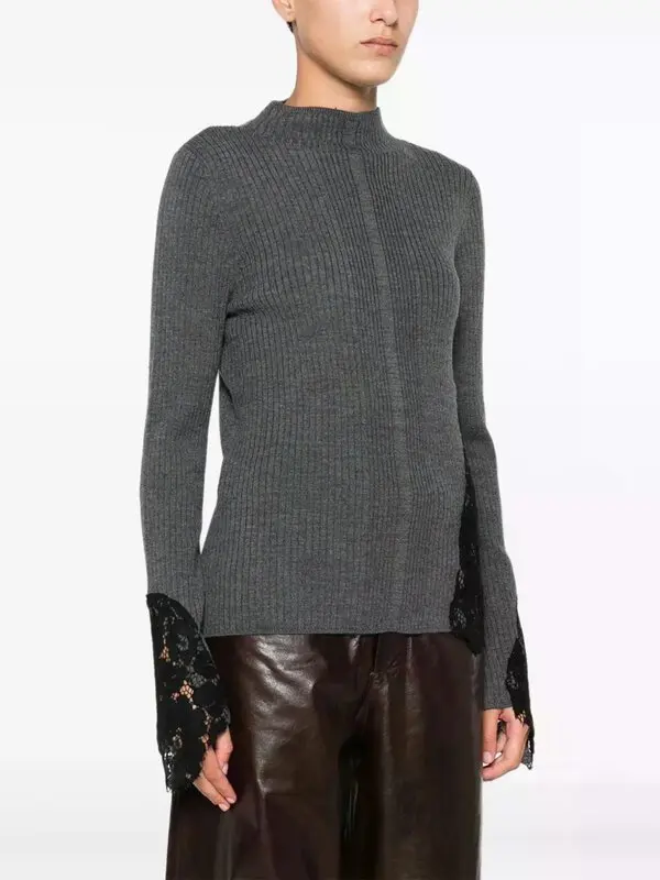 Pinko Samoa Lace-detail Ribbed Sweater