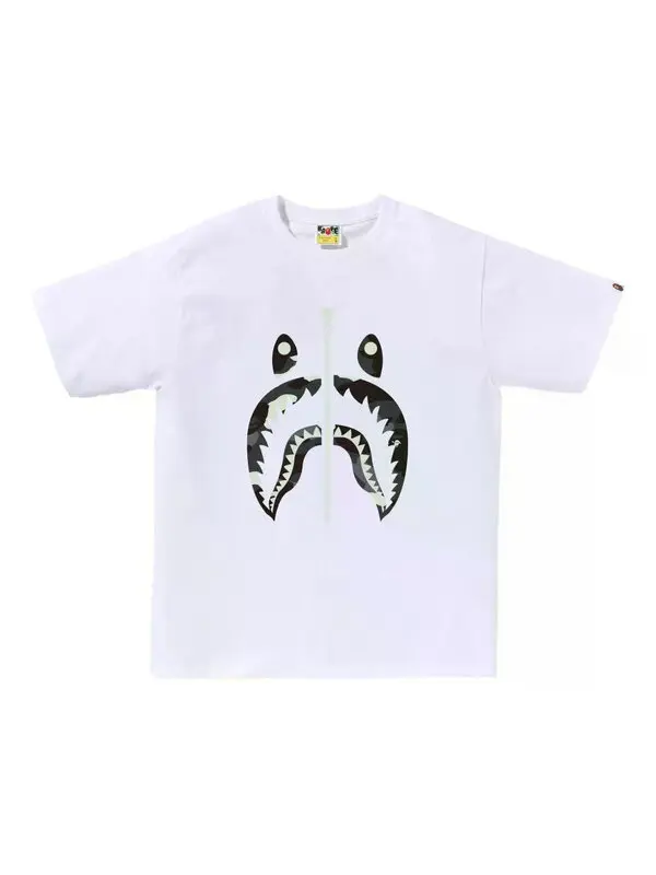 A BATHING APE Shark-print T-shirt - White