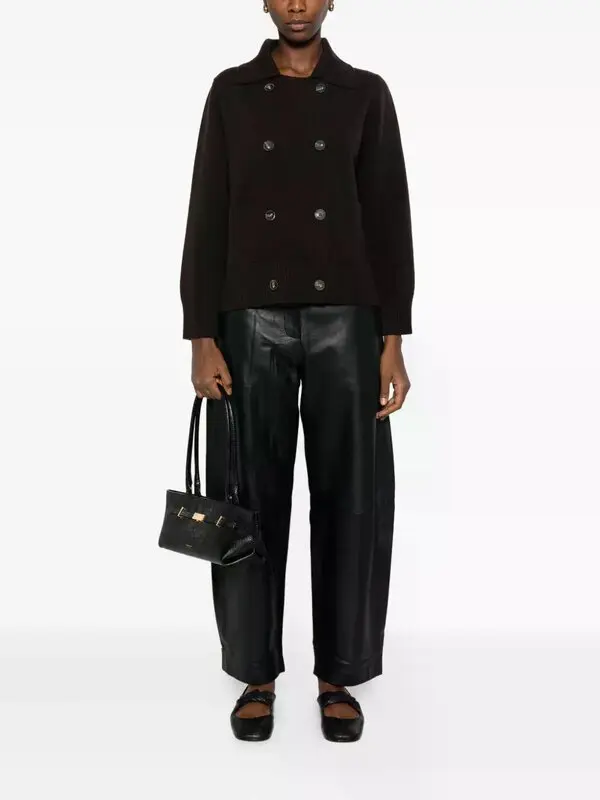 Alpha Studio Double-breasted Patch-pocket Cardigan