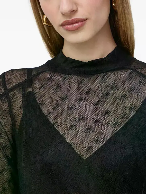 BOSS Patterned Mock-neck Top