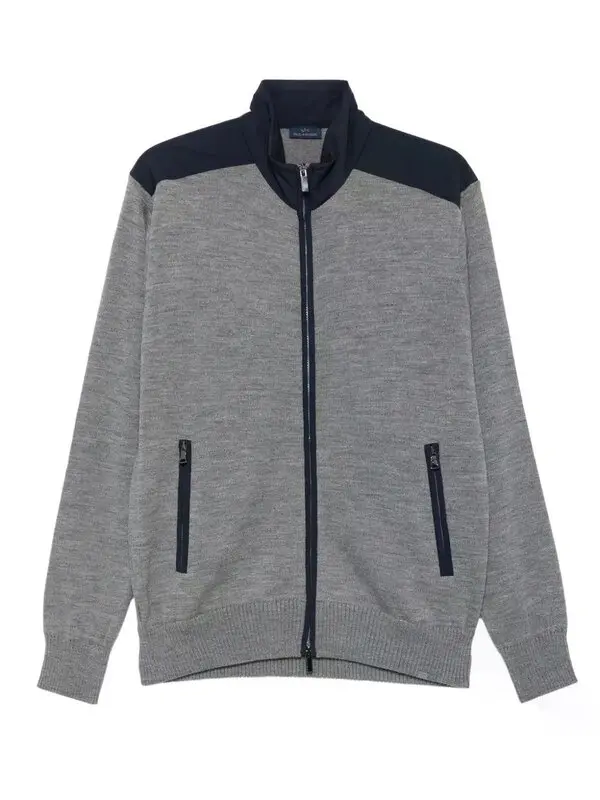 Paul & Shark Zip-front Panelled Cardigan - Grey