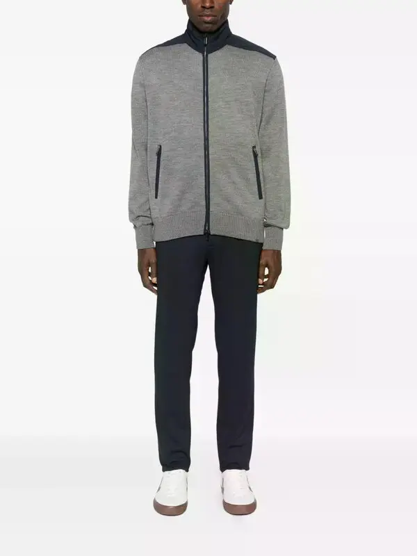 Paul & Shark Zip-front Panelled Cardigan - Grey