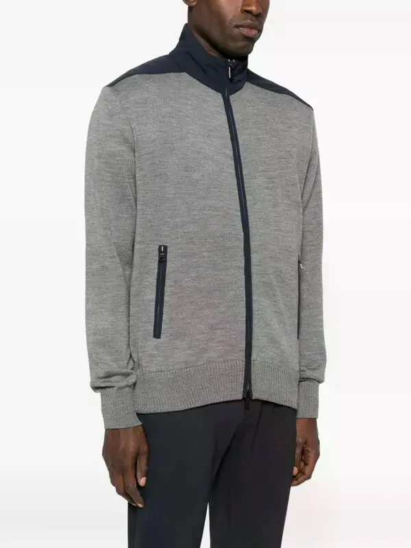 Paul & Shark Zip-front Panelled Cardigan - Grey