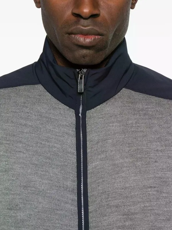 Paul & Shark Zip-front Panelled Cardigan - Grey
