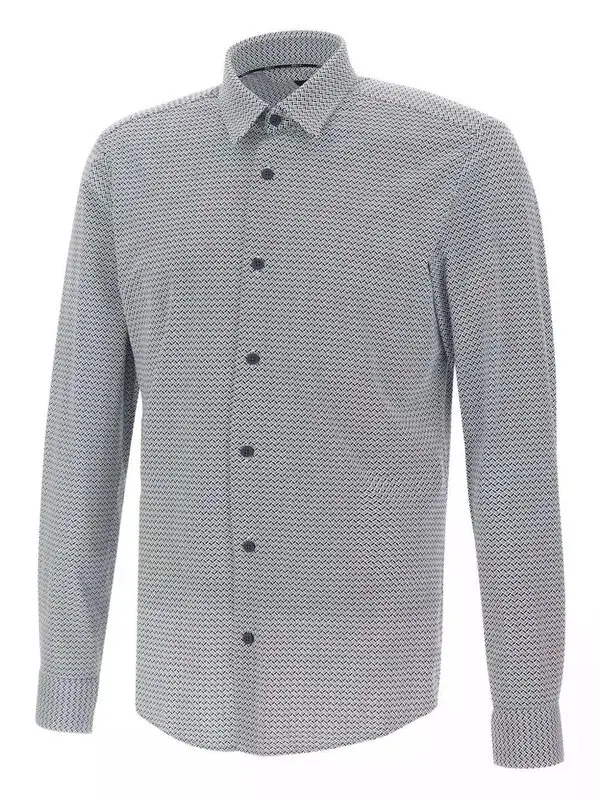 BOSS Geometric-pattern Long-sleeve Shirt - Blue