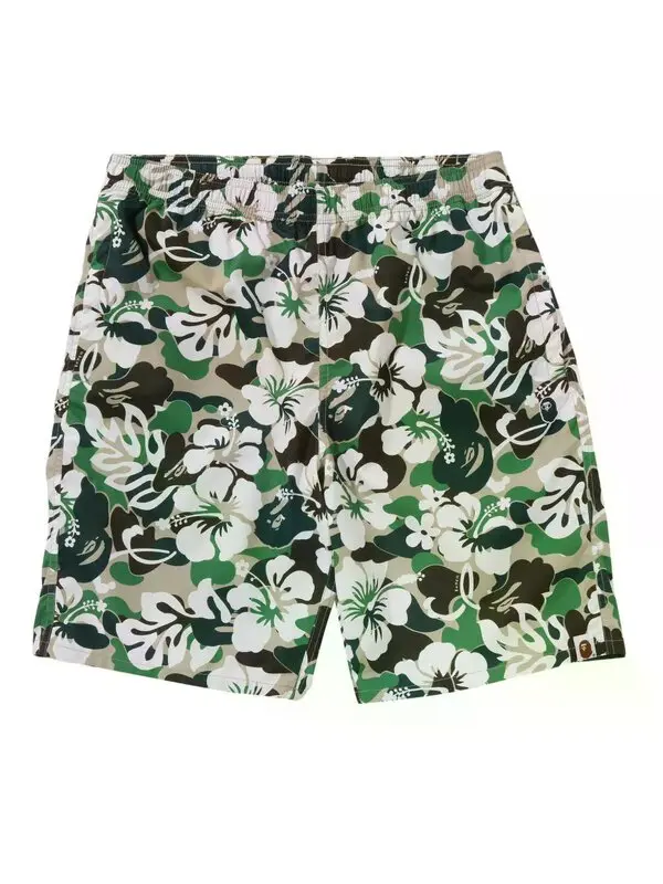 A BATHING APE Floral-print Swim Trunks - Black