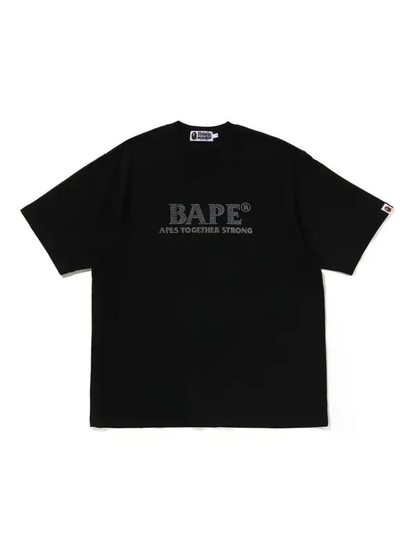 A BATHING APE Rhinestone-embellished Logo T-shirt - Black