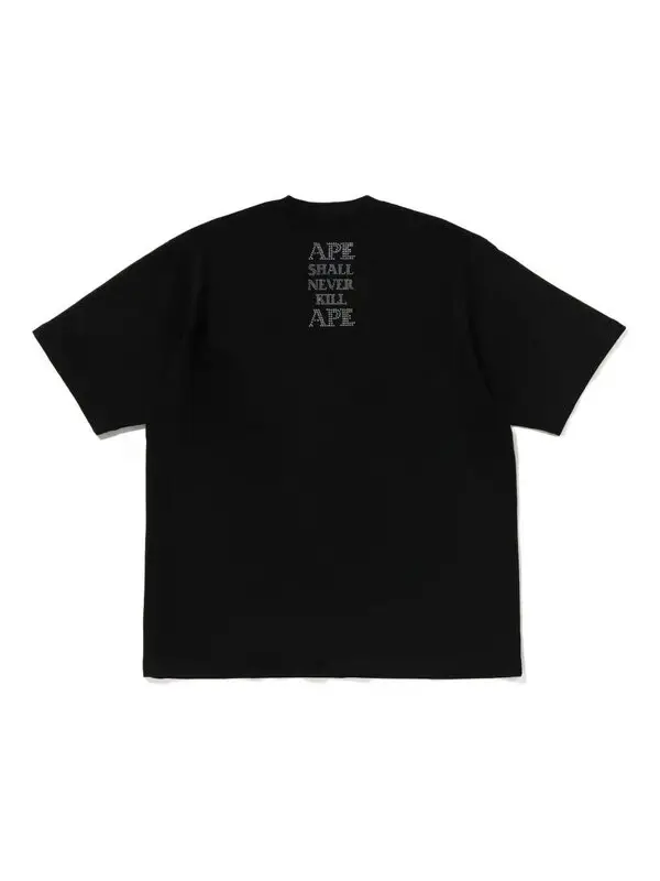 A BATHING APE Rhinestone-embellished Logo T-shirt - Black
