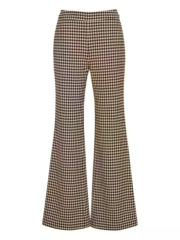 Cara Cara Christopher Houndstooth Flared Trousers - Black
