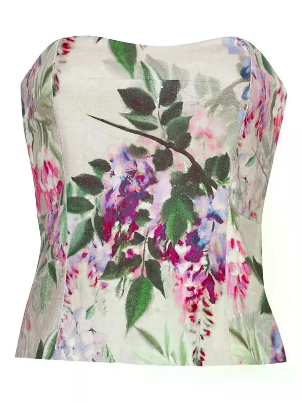 Cara Cara Agnes Floral-print Strapless Top - Neutrals