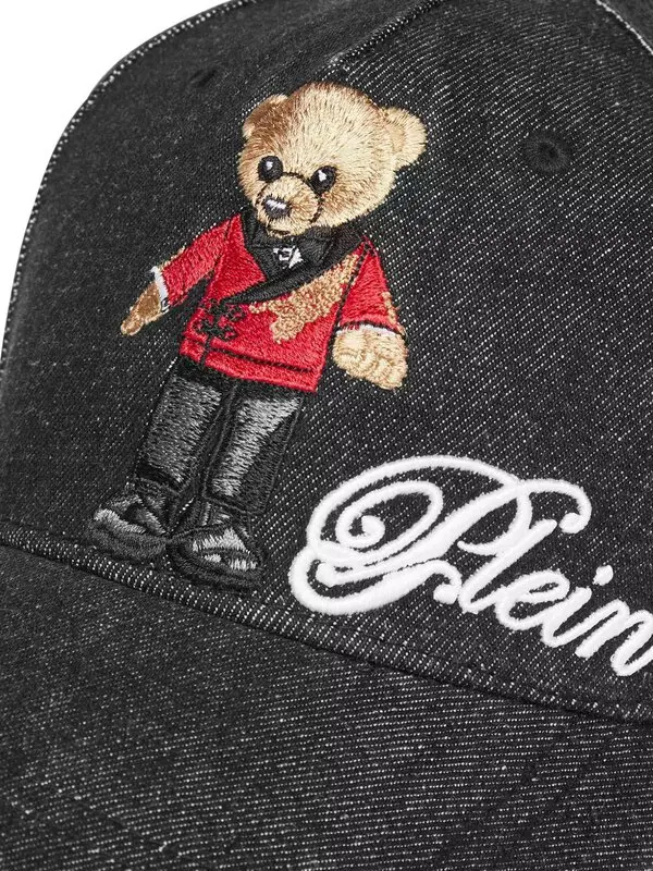 Philipp Plein Bear-embroidered Denim Cap