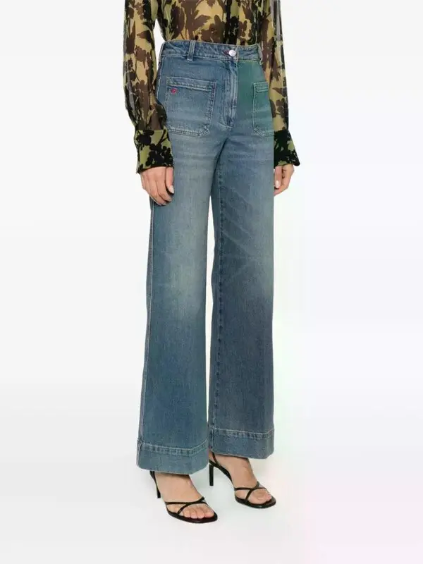 Victoria Beckham Logo-patch Wide Leg Jeans