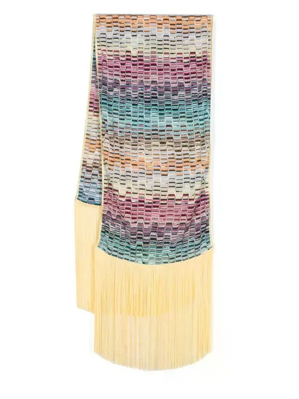Missoni Fringed Edge Knitted Scarf - Yellow