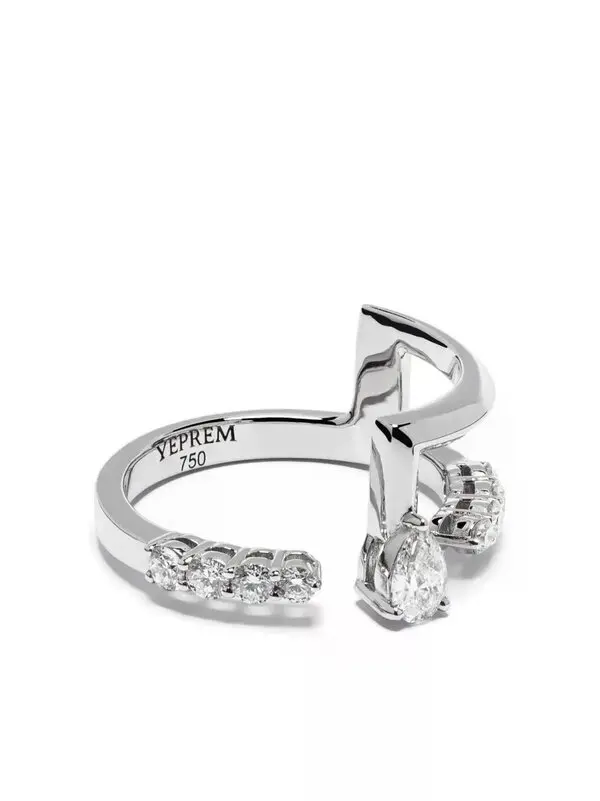 Yeprem 18kt White Gold Diamond Y-not Ring - Silver