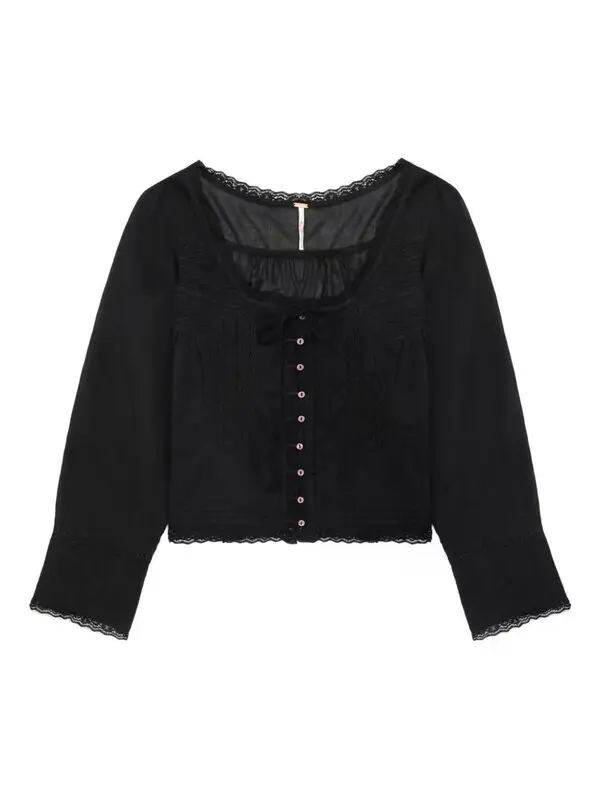 Free People Lace-trimmed Long Sleeve Shirt