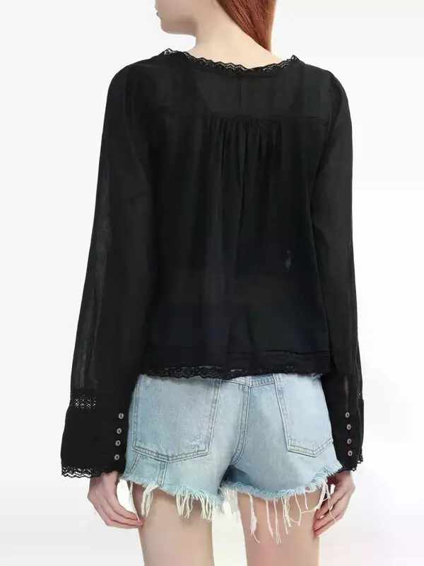 Free People Lace-trimmed Long Sleeve Shirt