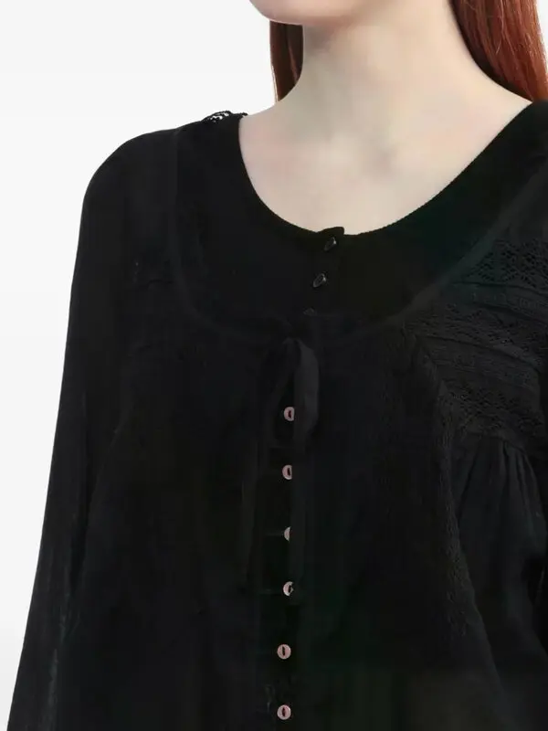 Free People Lace-trimmed Long Sleeve Shirt