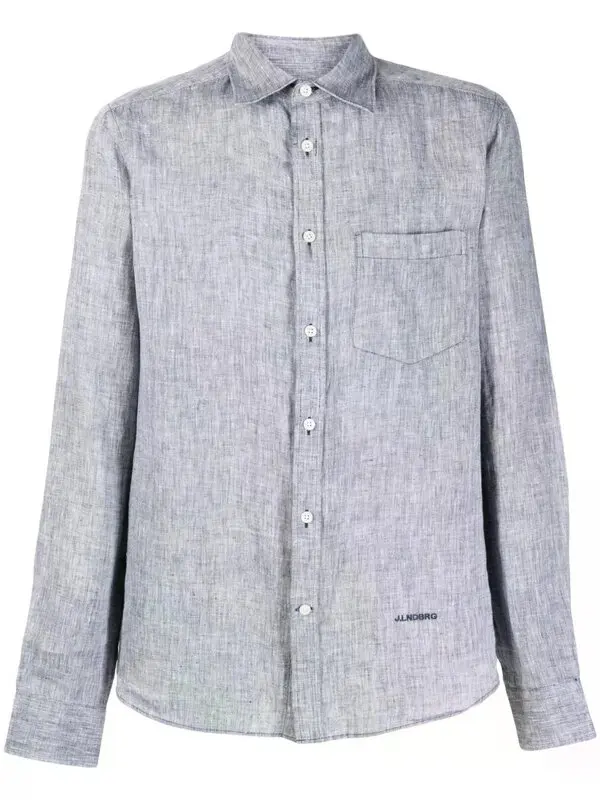 J. Lindeberg Mélange-effect Long-sleeve Linen Shirt - Grey