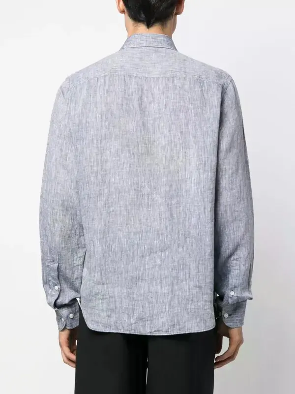 J. Lindeberg Mélange-effect Long-sleeve Linen Shirt - Grey