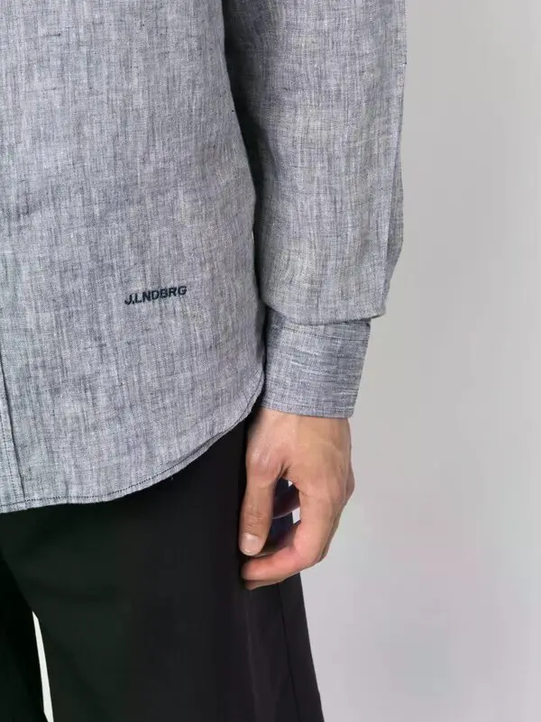 J. Lindeberg Mélange-effect Long-sleeve Linen Shirt - Grey