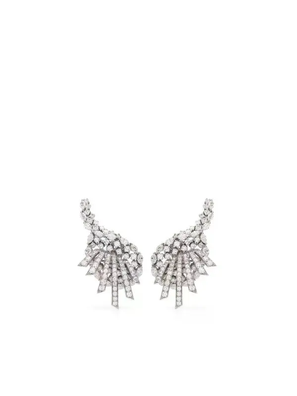 Yeprem 18kt White Gold Diamond Y-couture Earrings - Silver
