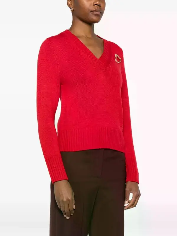Alpha Studio Heart-detail V-neck Sweater