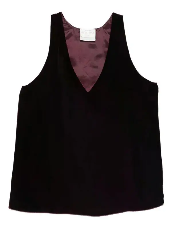 FORTE_FORTE Velvet V-neck Top - Red