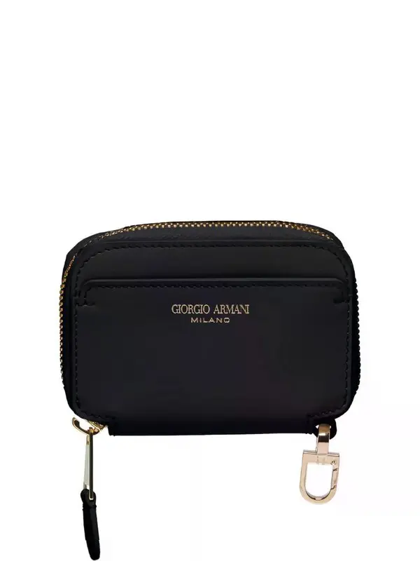 Giorgio Armani Mini Zip-around Logo-plaque Wallet - Black