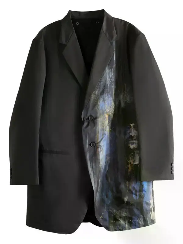 Yohji Yamamoto Abstract-print Single-breasted Jacket