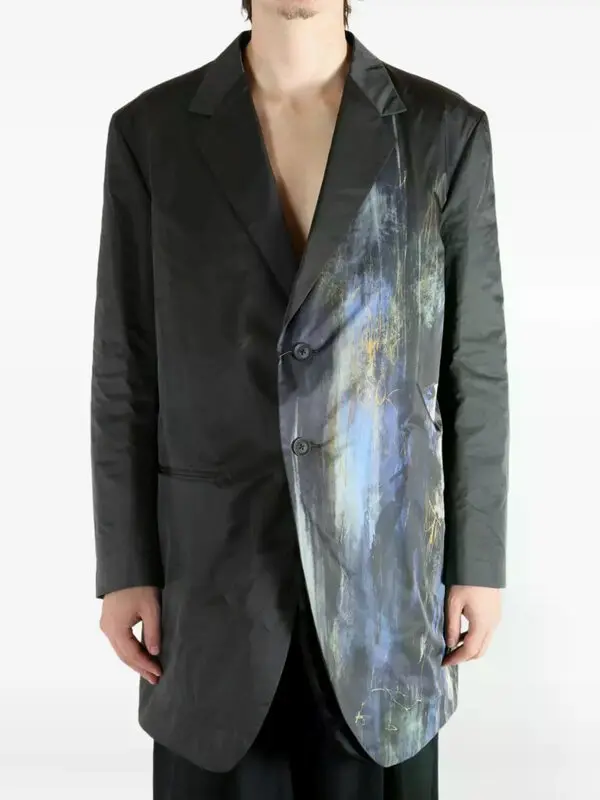 Yohji Yamamoto Abstract-print Single-breasted Jacket
