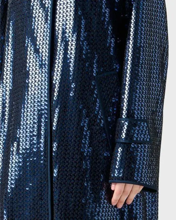 Akris Estelle Sequined Chiffon Maxi Coat - Navy