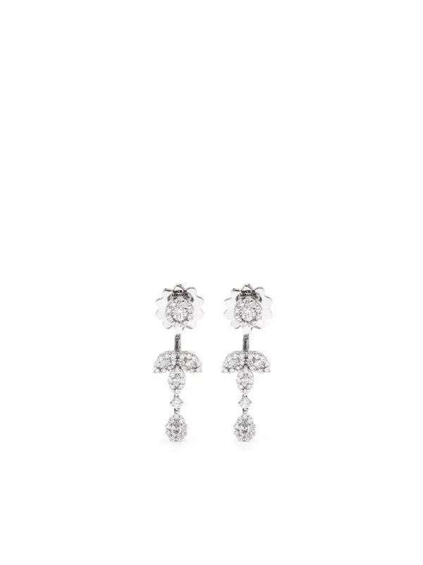 Yeprem 18kt White Gold Diamond Drop Earrings - Silver