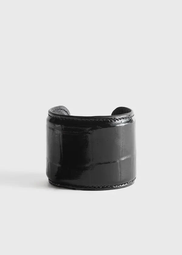 TOTEME Croco-embossed Leather Cuff - Black