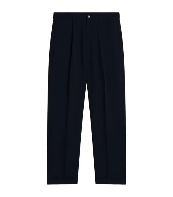 Dunhill Cotton-wool Drill Tapered Chinos - Navy