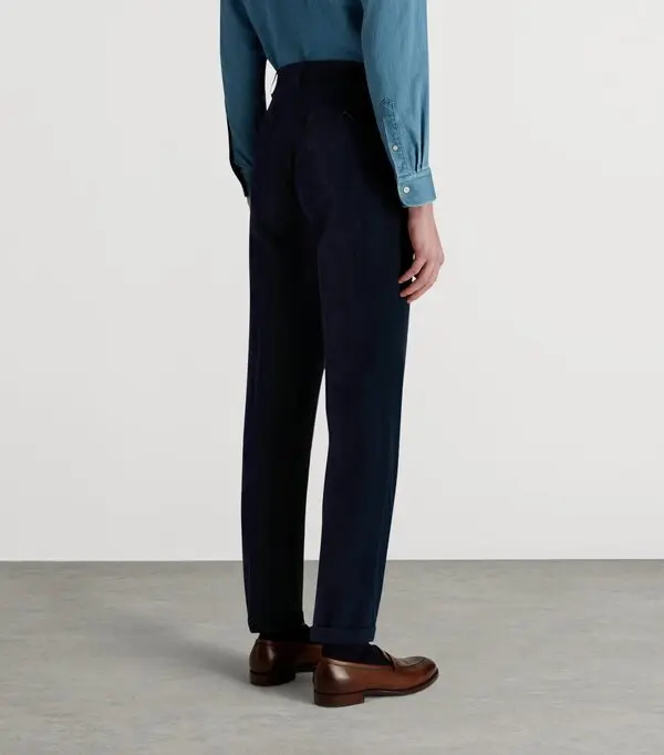 Dunhill Cotton-wool Drill Tapered Chinos - Navy