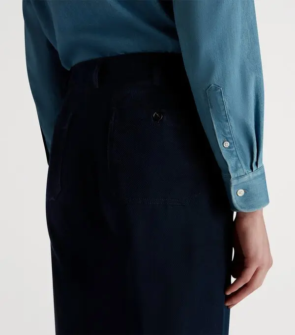 Dunhill Cotton-wool Drill Tapered Chinos - Navy