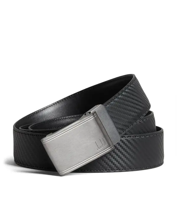 Dunhill Chassis Leather Belt With Racing Buckle - Black