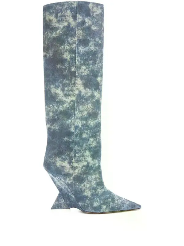 Attico Denim-print Heeled Boots