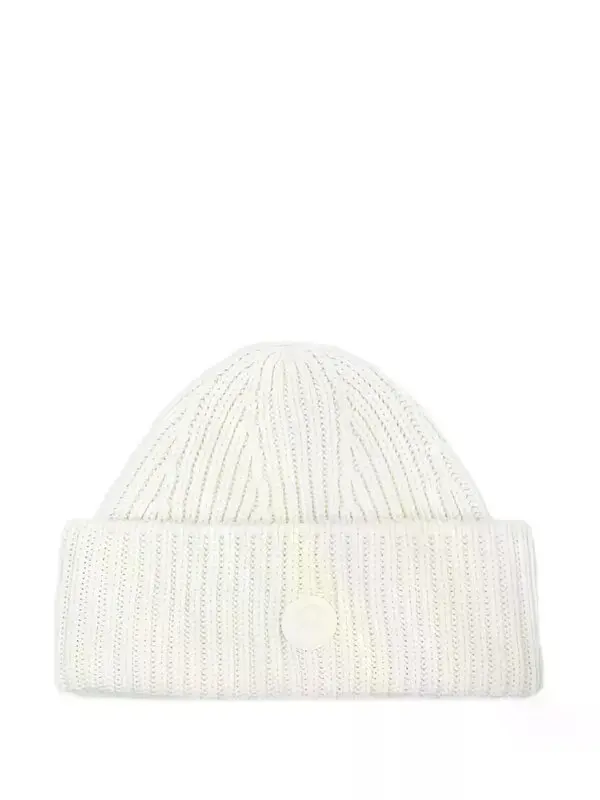 YVES SALOMON Ribbed Knit Beanie - White