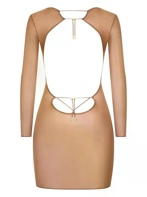 MAISON CLOSE Open-back Long-sleeve Mini Dress