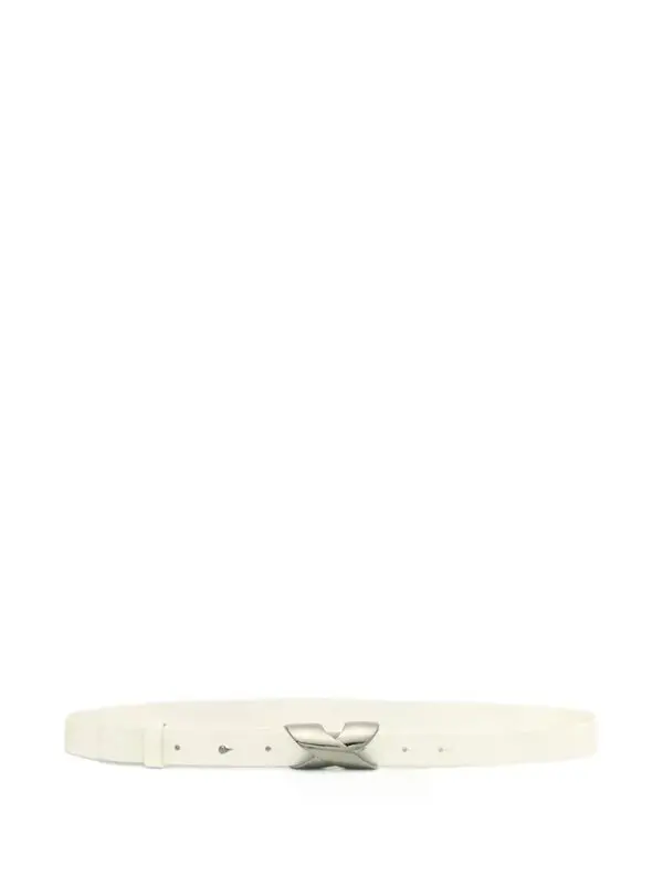 GENNY X-buckle Nappa Leather Belt - White