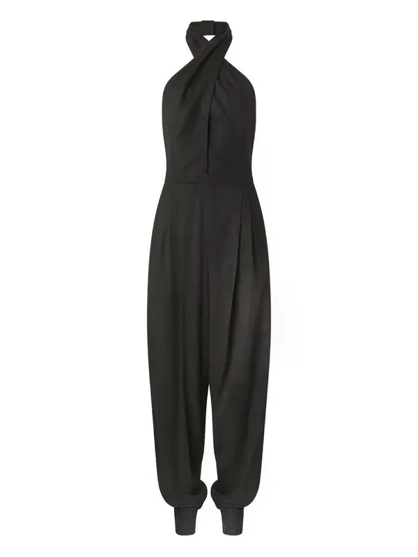 GENNY Halter-neck Pleated Jumpsuit - Black