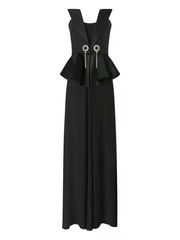 black peplum bridesmaid dress Double Viscose and Organza Structured Peplum Dress main image 1