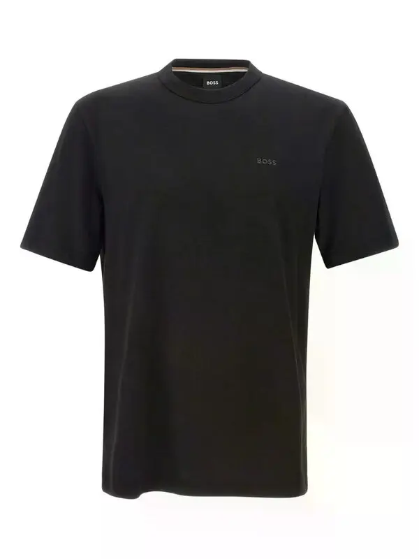 BOSS Logo-embroidered Crew-neck T-shirt - Black